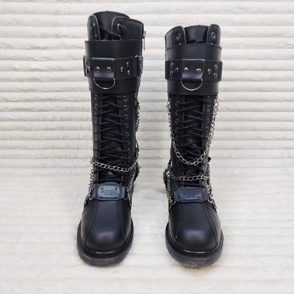Demonia | Shoes | Combat Biker Boots Black Matte Lightning Bolt Tread ...